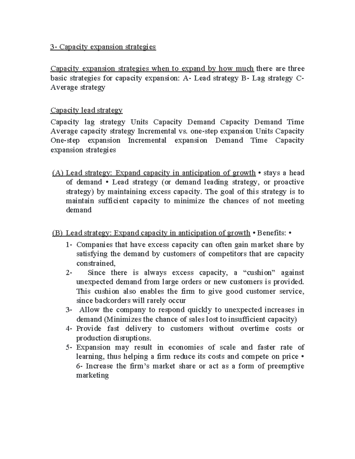 Capacity demand - one-step expansion Units Capacity One-step expansion ...