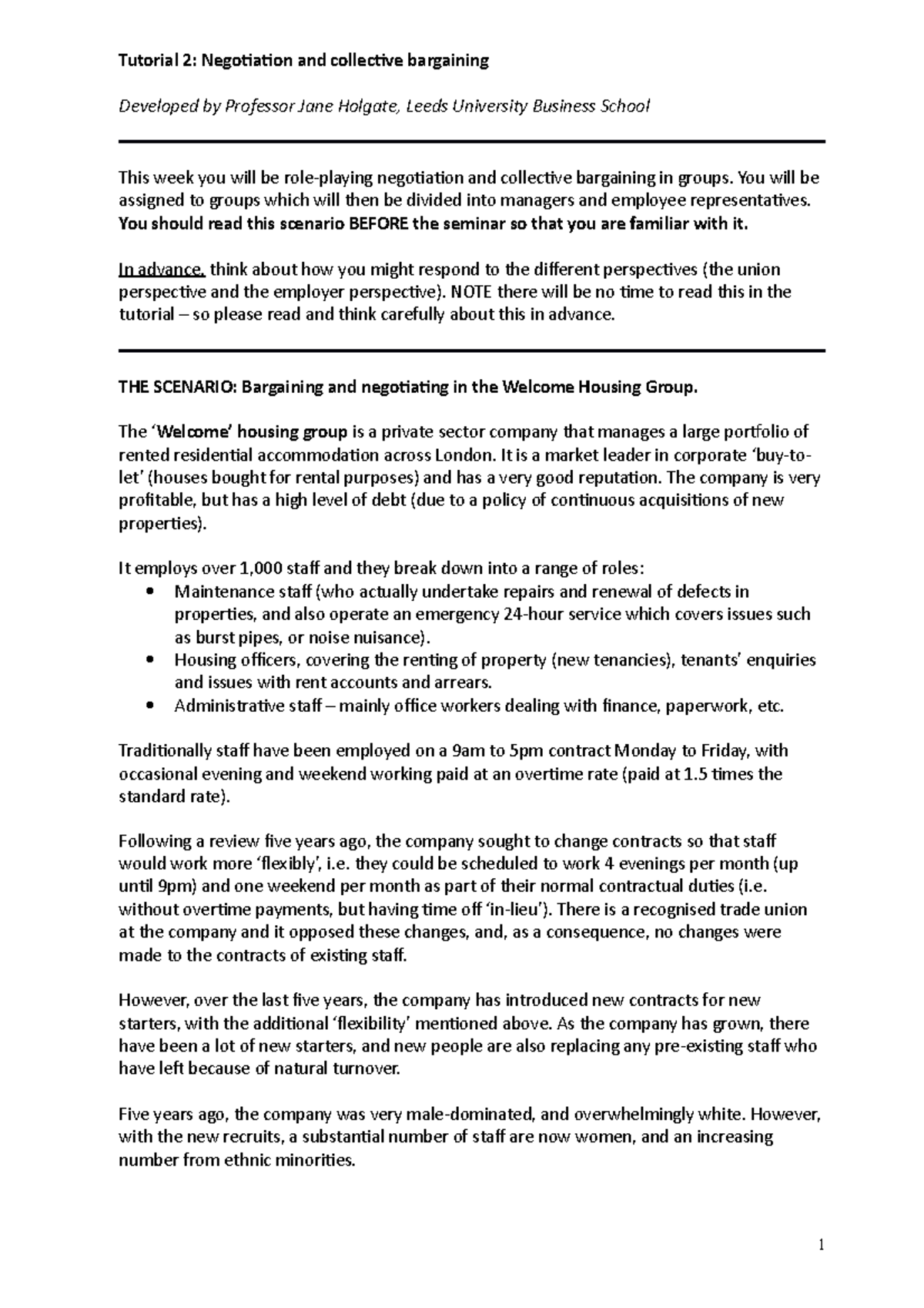 Tutorial 2 Roleplay negotiation - Tutorial 2: Negotiation and ...