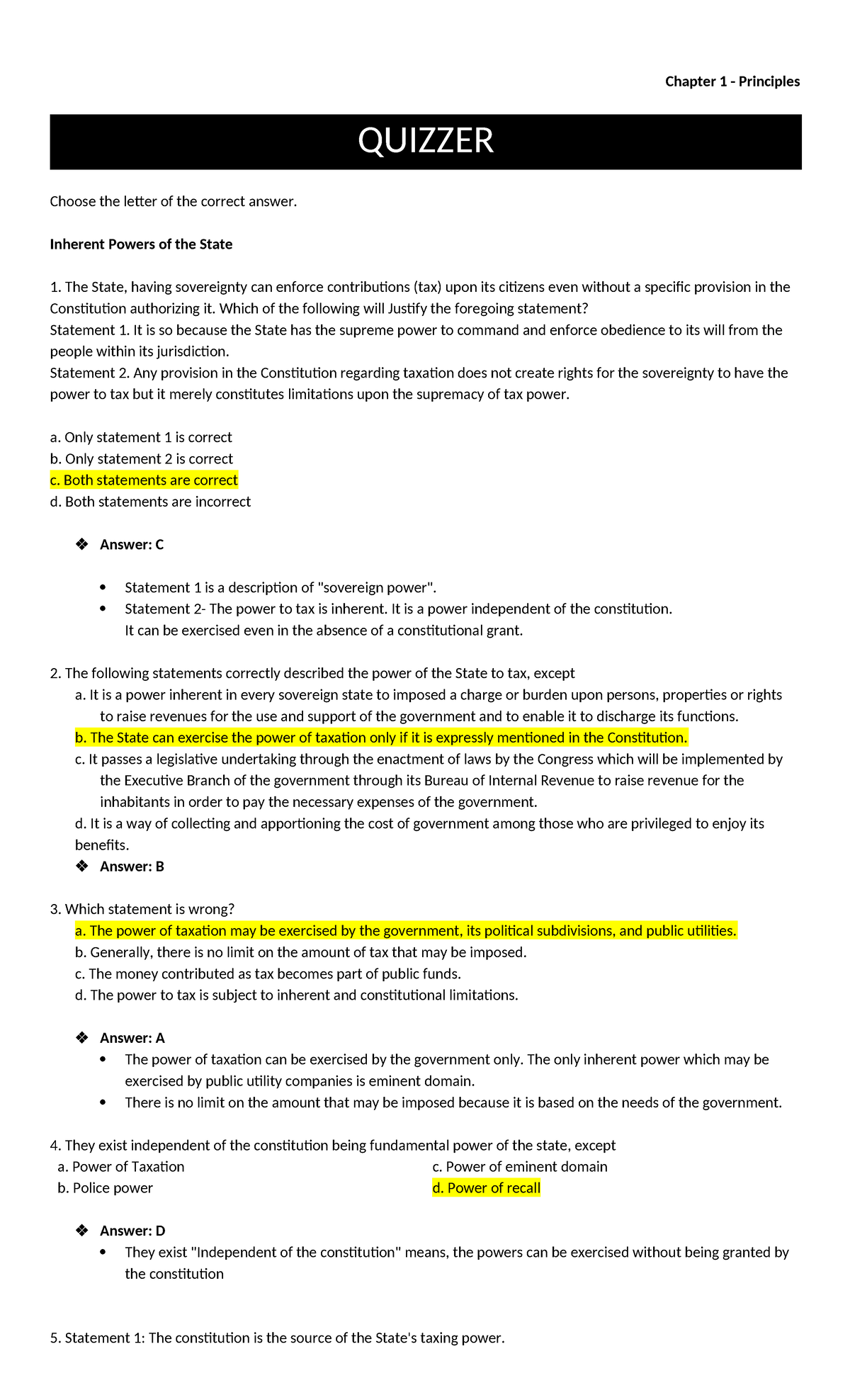 TAX 2- Tabag Chapter 1(Complete) - Chapter 1 - Principles QUIZZER ...