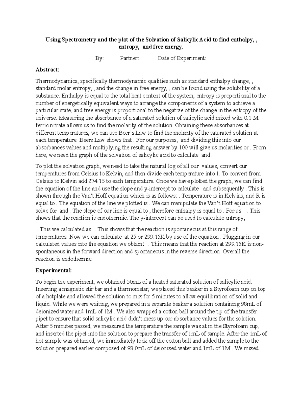 Gen Chem 2 Full Lab Report Experiment 11 - Using Spectrometry and the ...