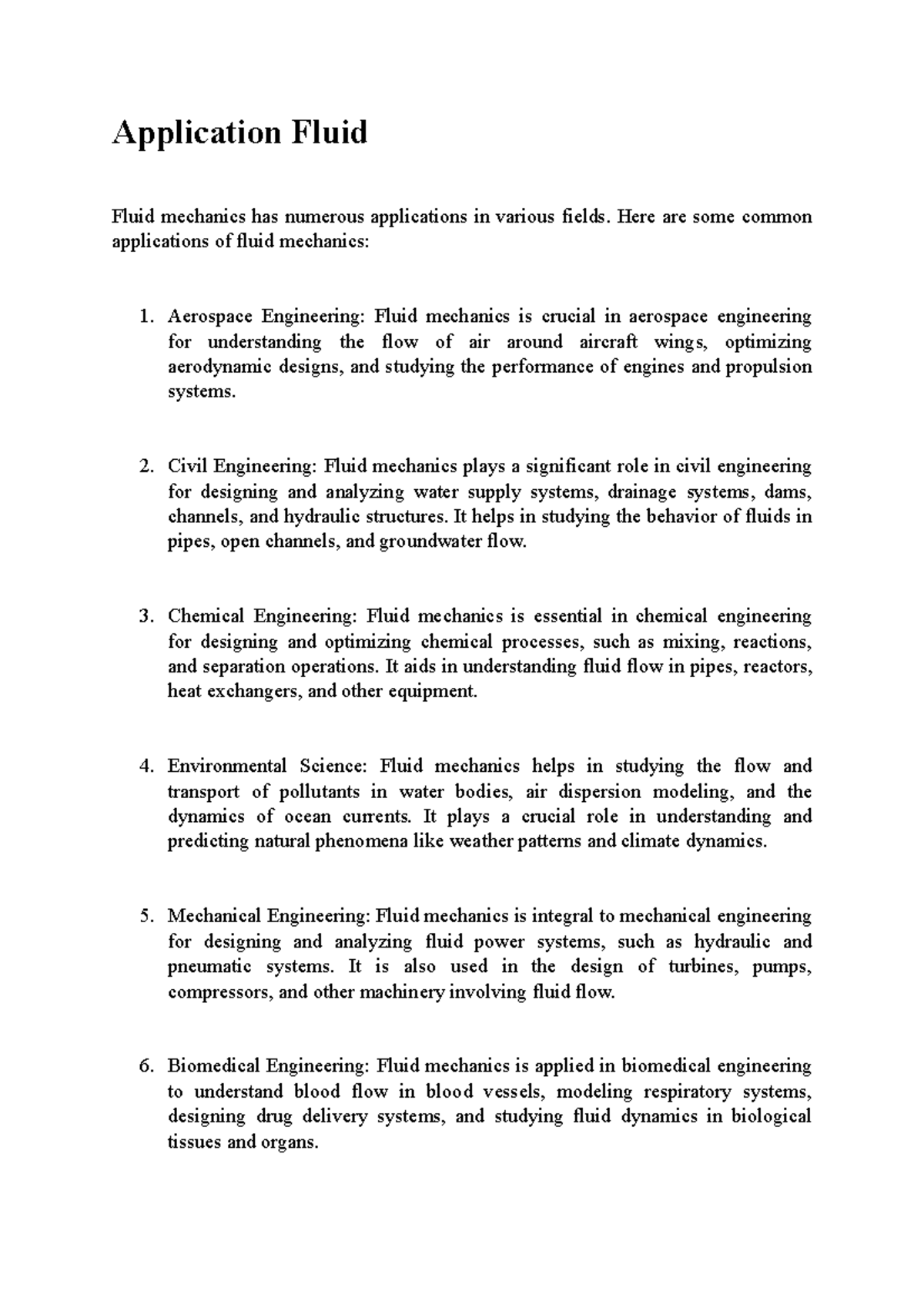 Fluid - Application Fluid - Application Fluid Fluid mechanics has ...