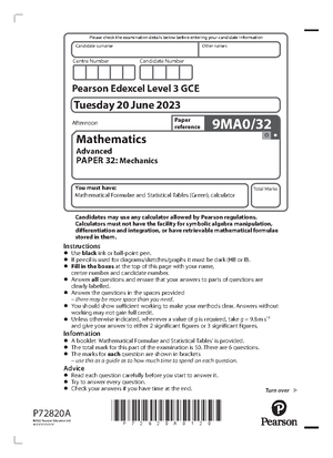 Mathematics - A2 - A Level - Sixth Form (A Levels) - Studocu