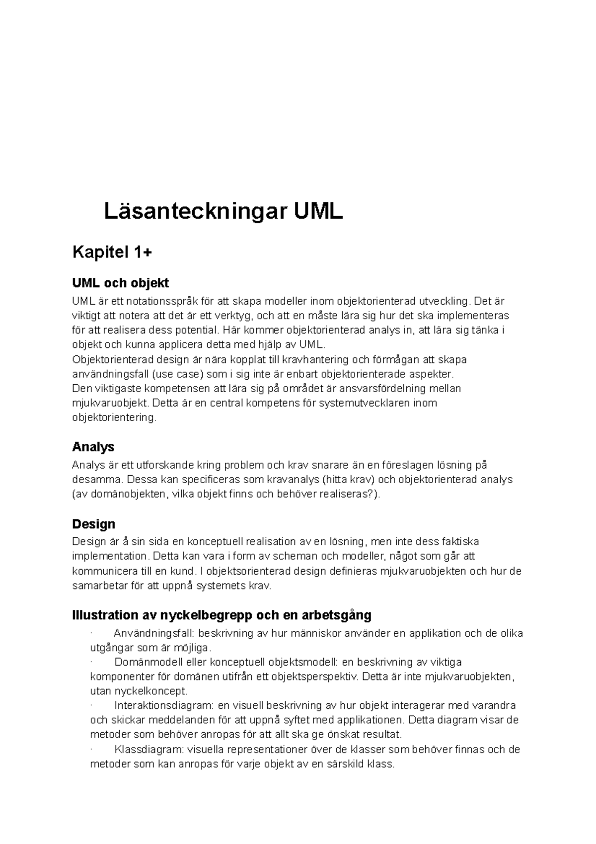 Läsanteckningar UML - Läsanteckningar UML Kapitel 1+ UML och objekt UML ...