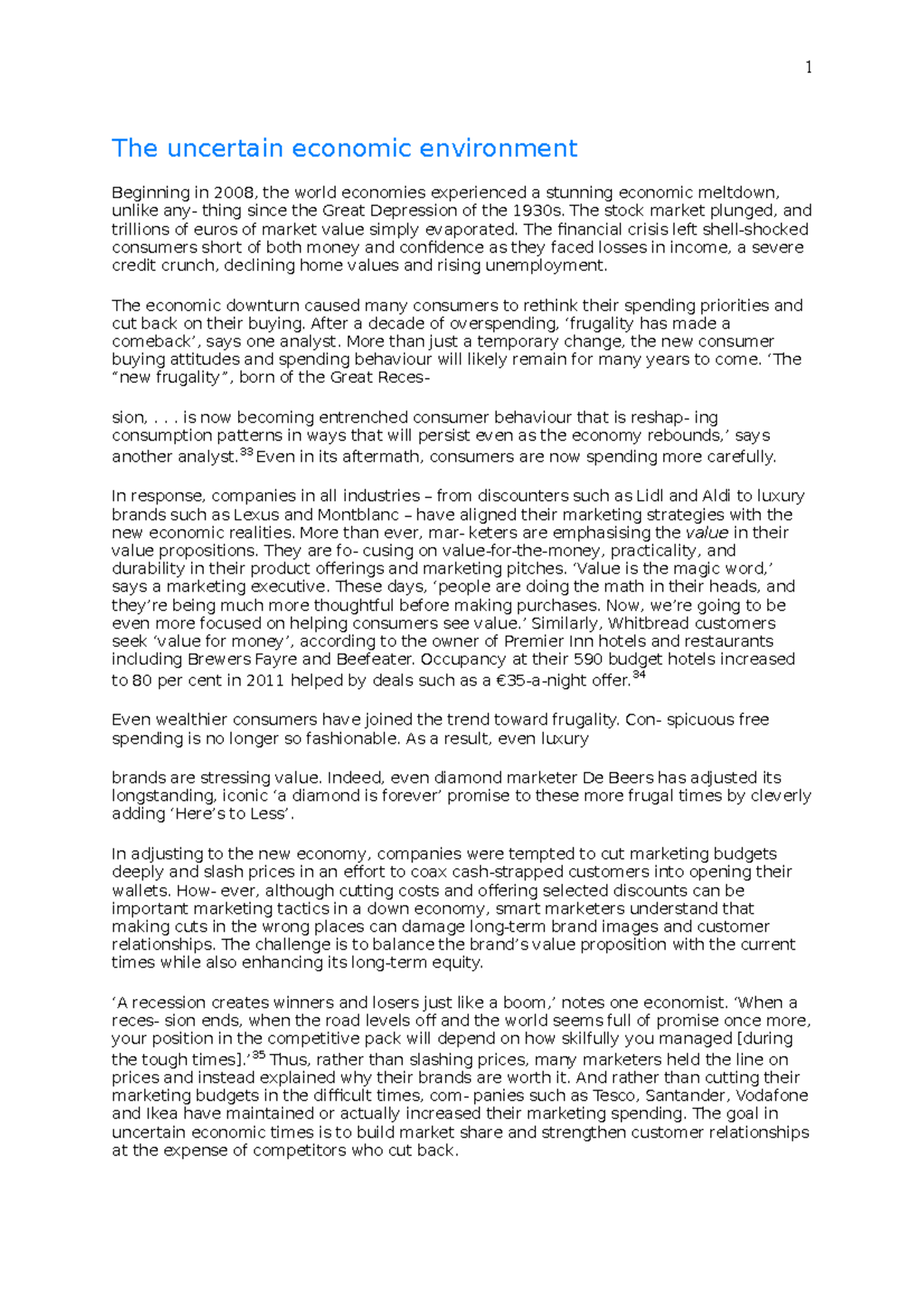 Notes-3 - The uncertain economic environment - The uncertain economic ...