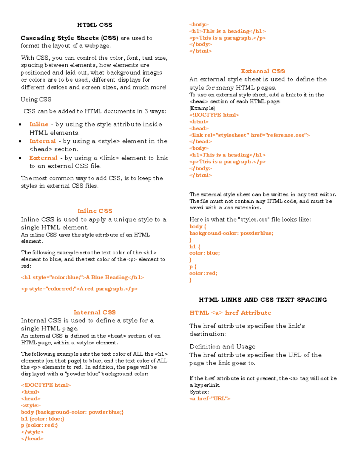 Midterm Reviewer Computer Html Css Cascading Style Sheets Css Are Used To Format The Layout 7710