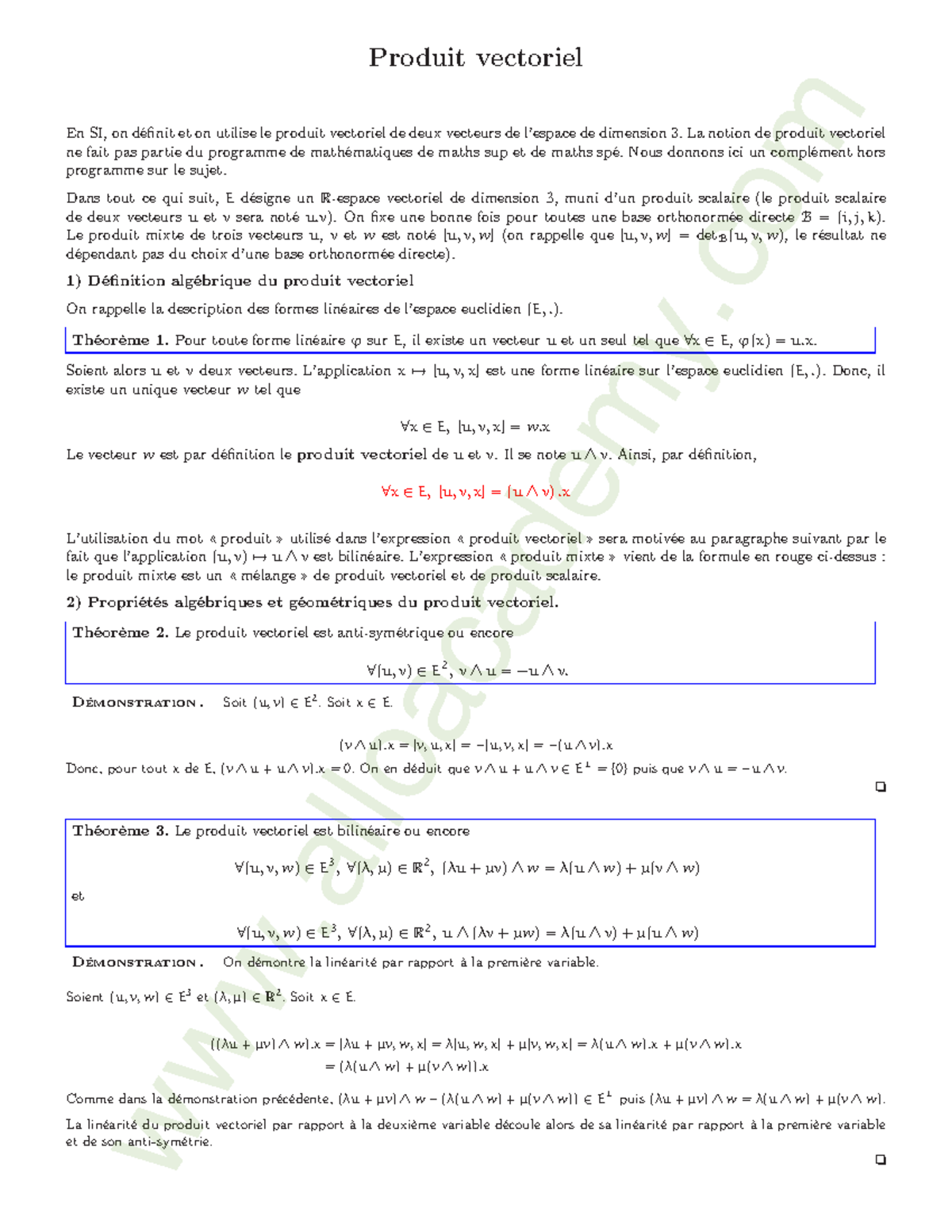 4Produit vectoriel cours 04(www - Produit vectoriel En SI, on définit ...