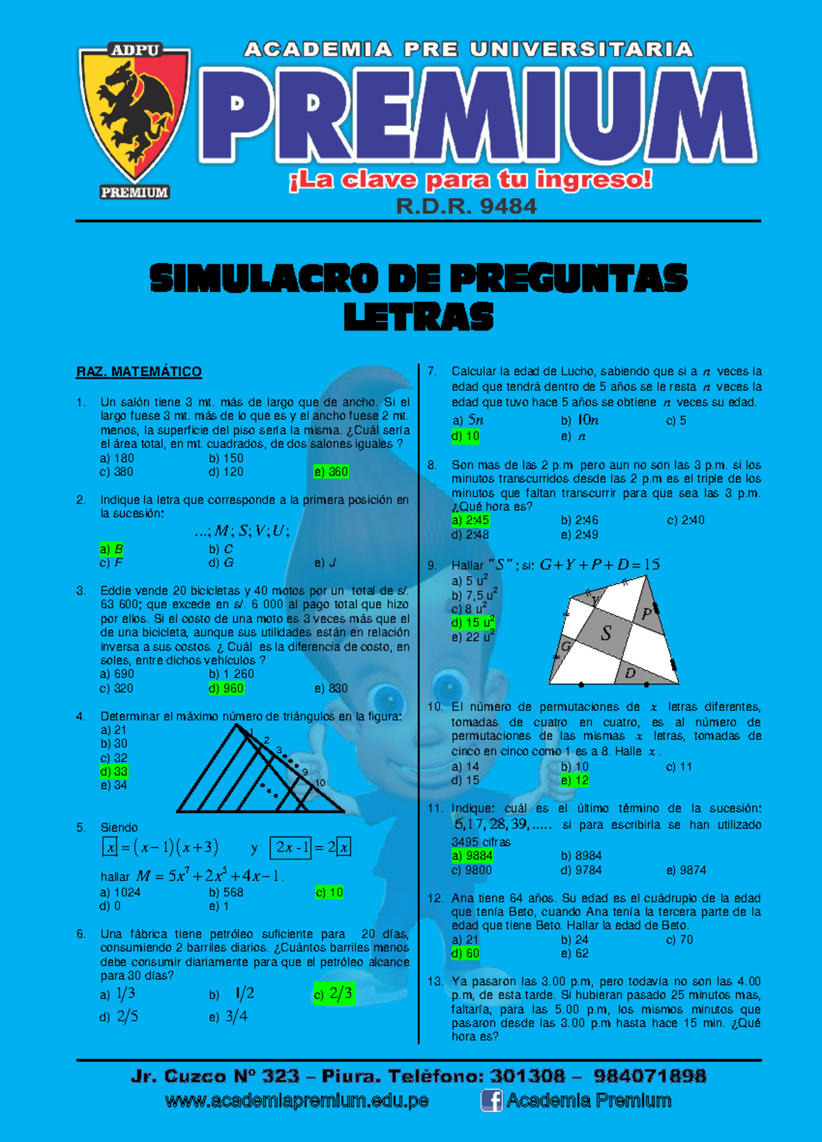 Simulacro DE Examen Letras 2020 - S P Y G D 1 2 3 9 10 SIMULACRO DE ...