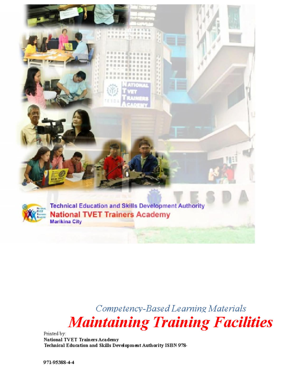 TM CBLM Maintain Training Facilities - Competency-Based Learning ...