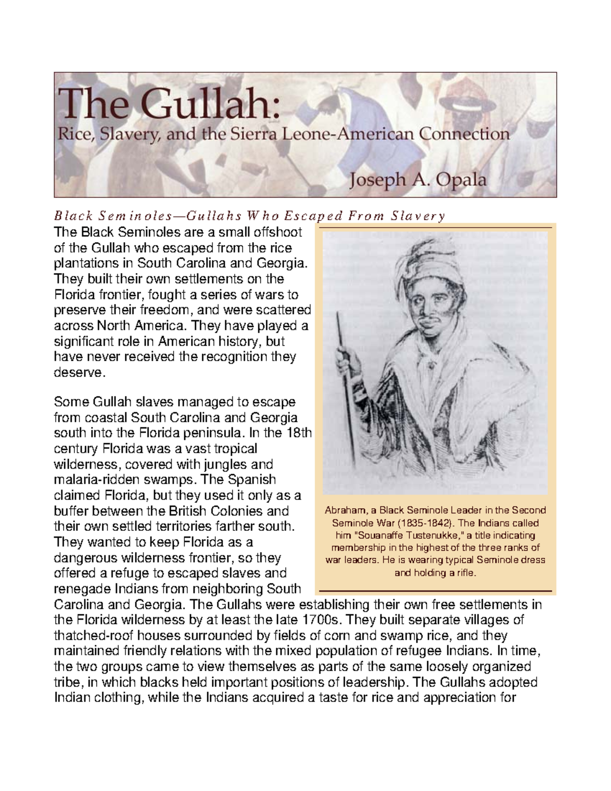 Black Seminoles - They built their own settlements on the Florida ...