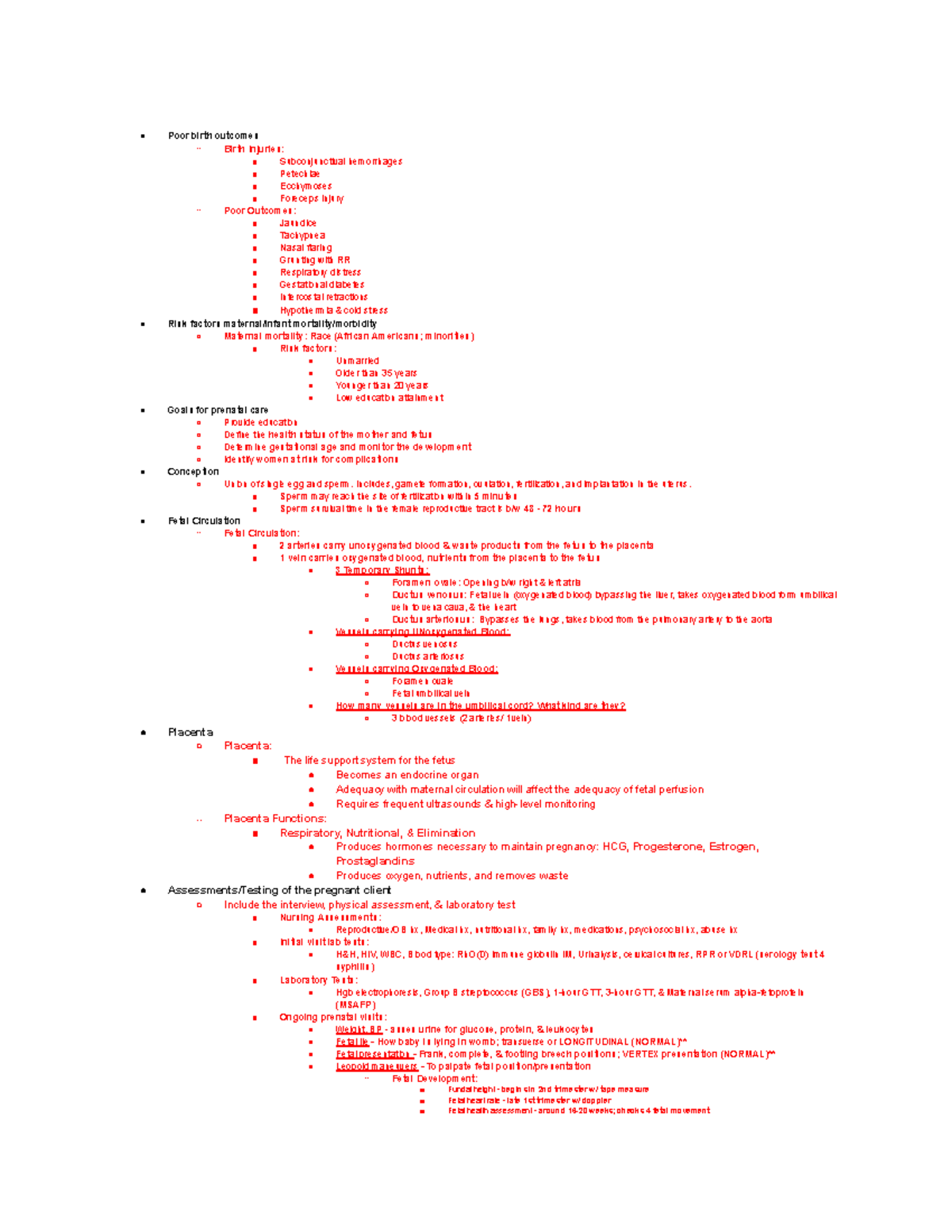 OB Exam 1 (All test material) - Poor birth outcomes Birth Injuries ...