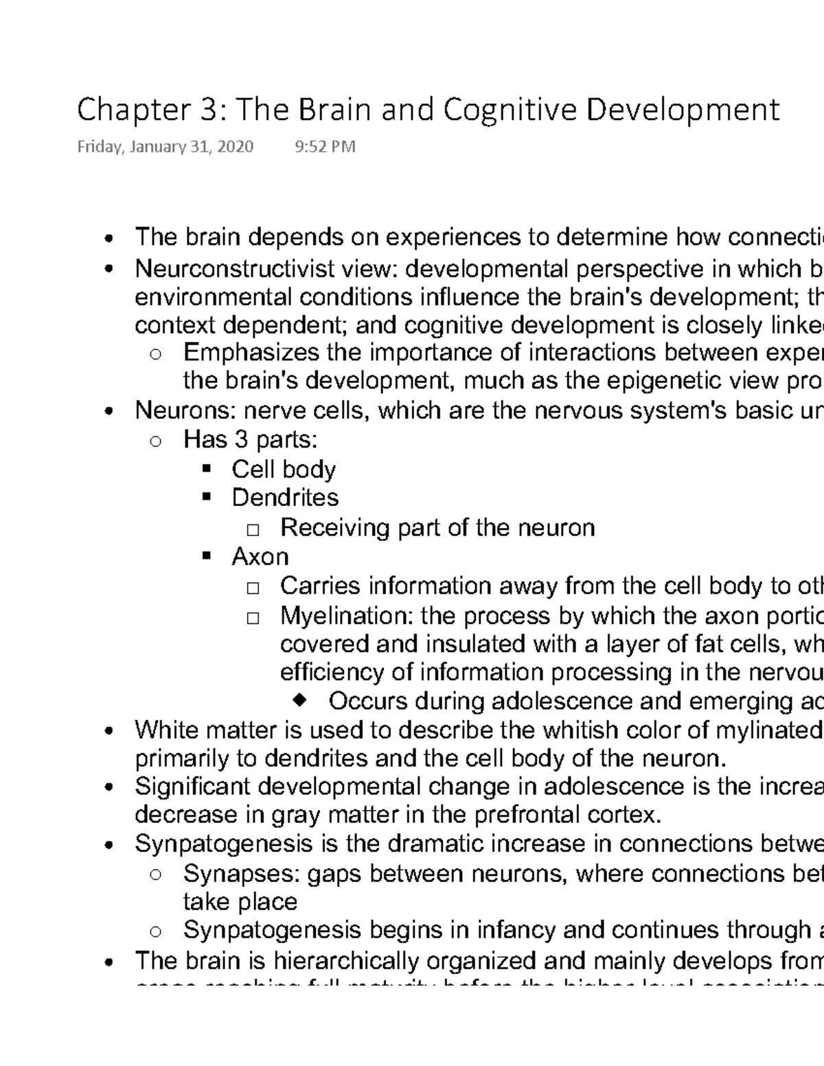Chapter 3 The Brain and Cognitive Development - Warning: TT: undefined ...