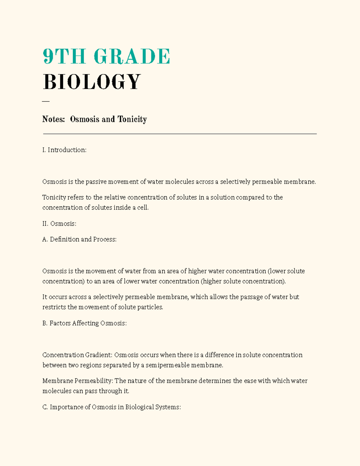 Osmosis and Tonicity - Introduction: Osmosis is the passive movement of ...