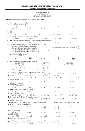 4th-Science-Exam - SAMPLE - INSAN SASE SERVICE REVIEW CLASS 2012 ...