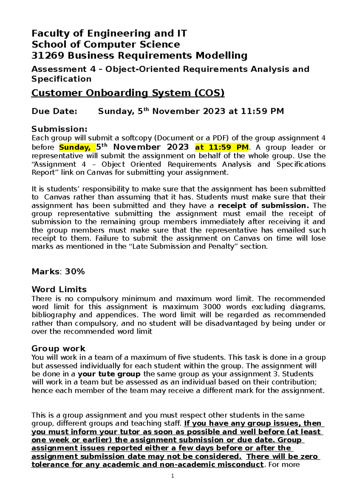 31269 Assessment 4L - asdsds - Faculty of Engineering and IT School of Computer Science 31269 ...