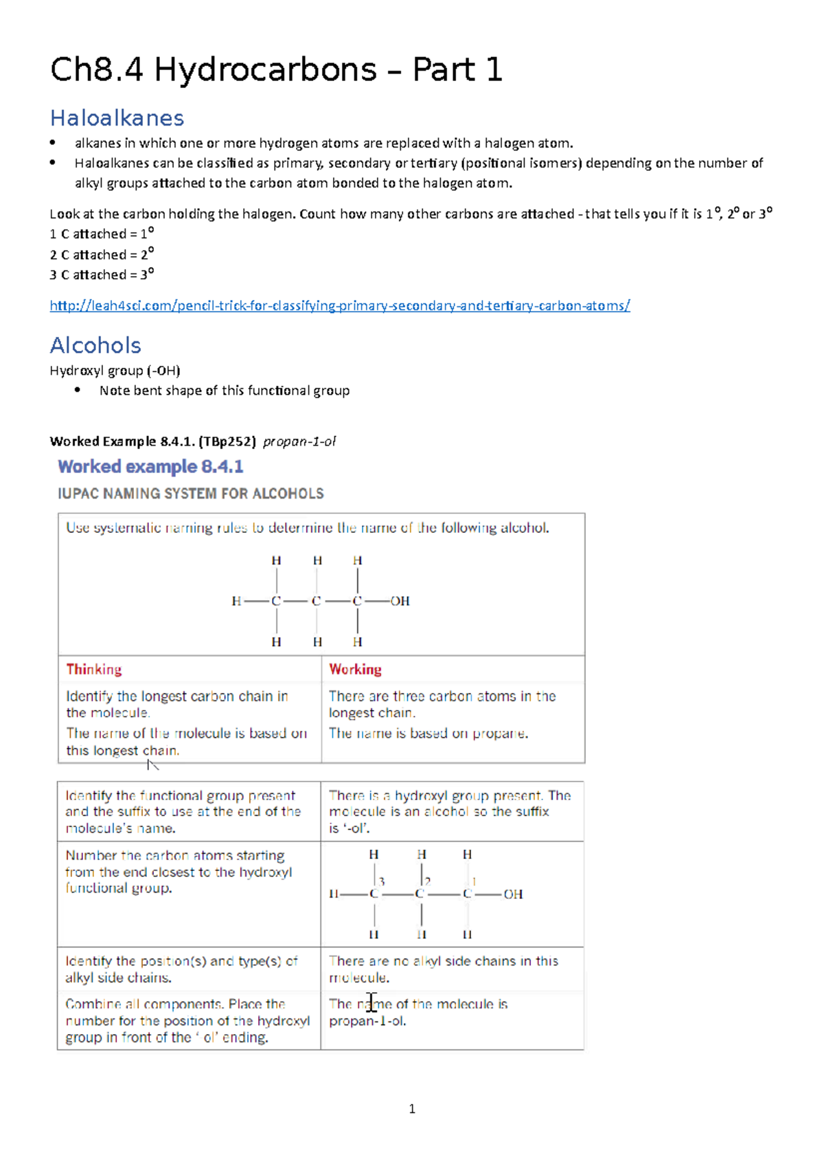Notes Functional Groups Part 1 Ch8 Hydrocarbons Part 1