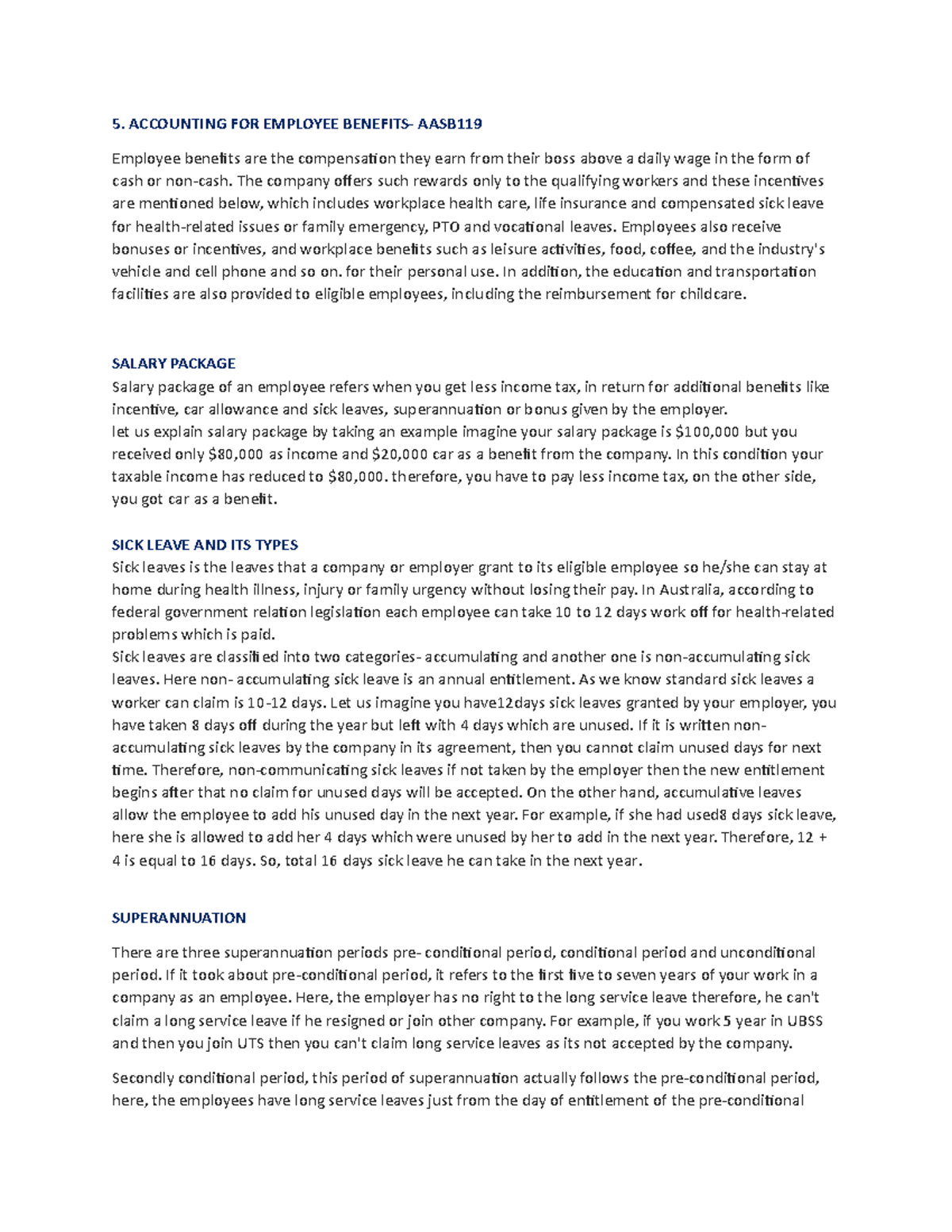 Week -5 employees benefits theory - 5. ACCOUNTING FOR EMPLOYEE BENEFITS ...