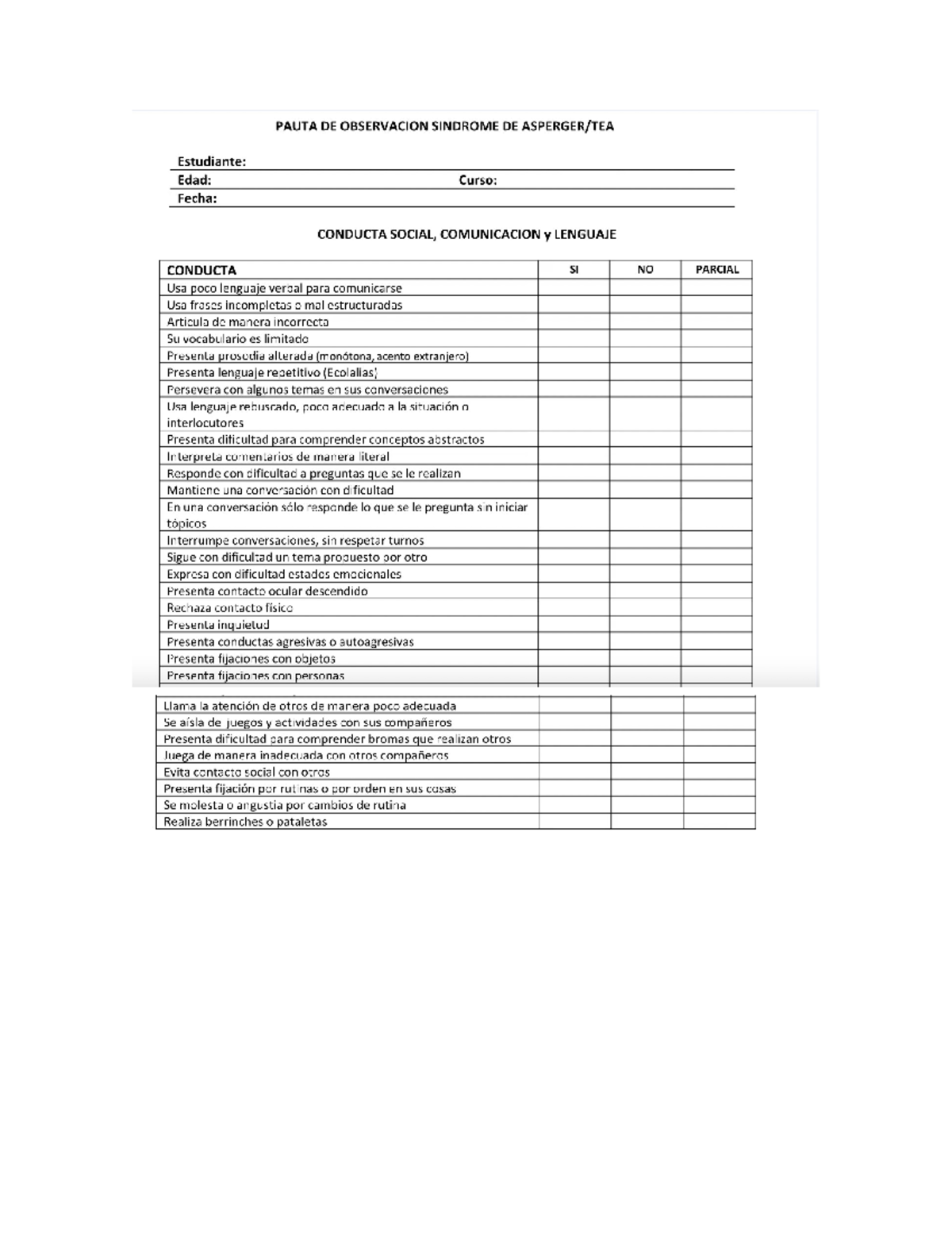 Pauta de observacion TEA 1 - Neurologia adulto - Studocu