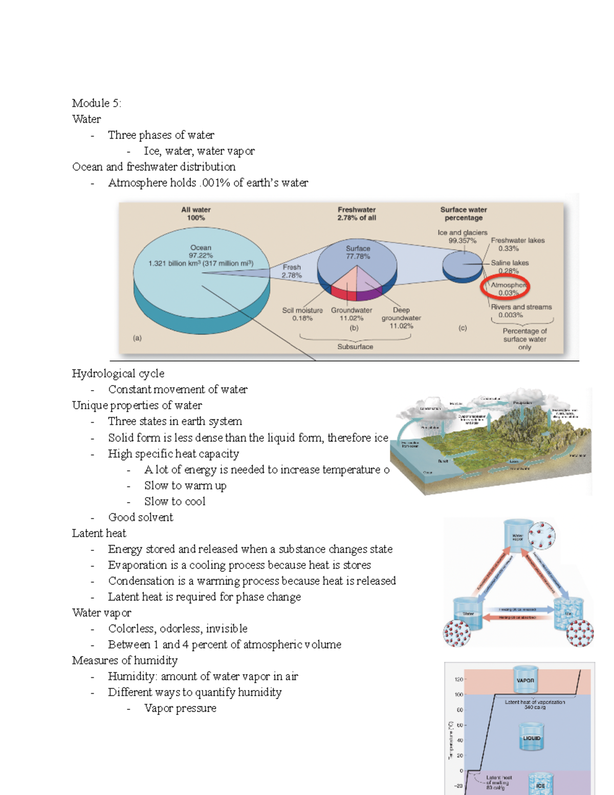 Earth Systems EXAM 2 notes - Module 5: Water - Three phases of water ...