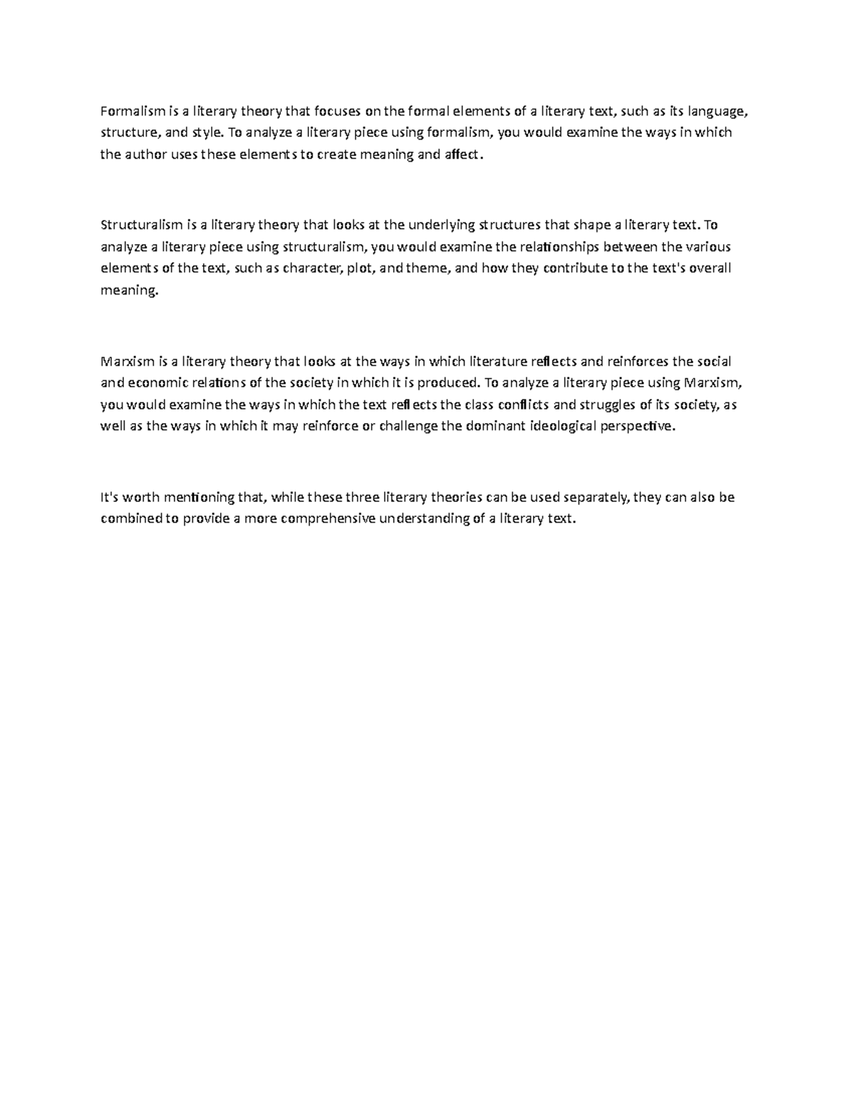 3 literary approaches - Formalism is a literary theory that focuses on ...