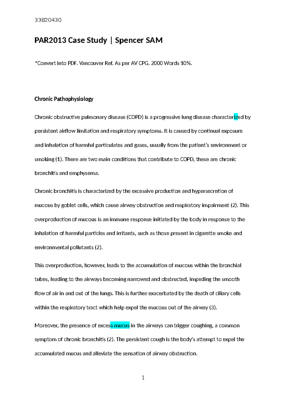 PAR2013 Case Study txt ref - PAR2013 Case Study | Spencer SAM *Convert into PDF. Vancouver Ref ...