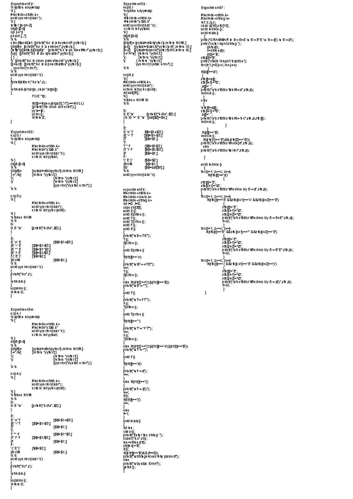 Compiler Design - codes - Experiment 2: %option noyywrap %{ #include ...