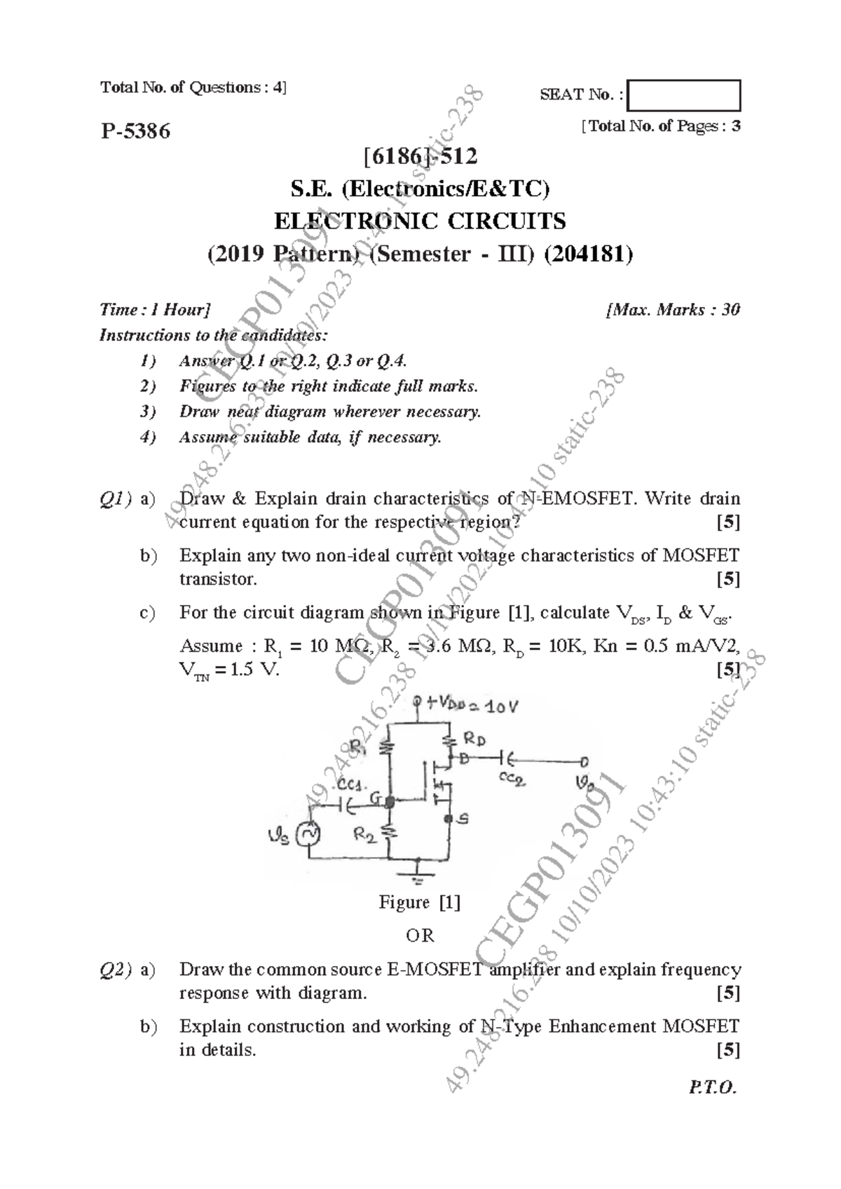 mid semester exam question Paper Oct 2022 - Total No. of Questions : 4 ...