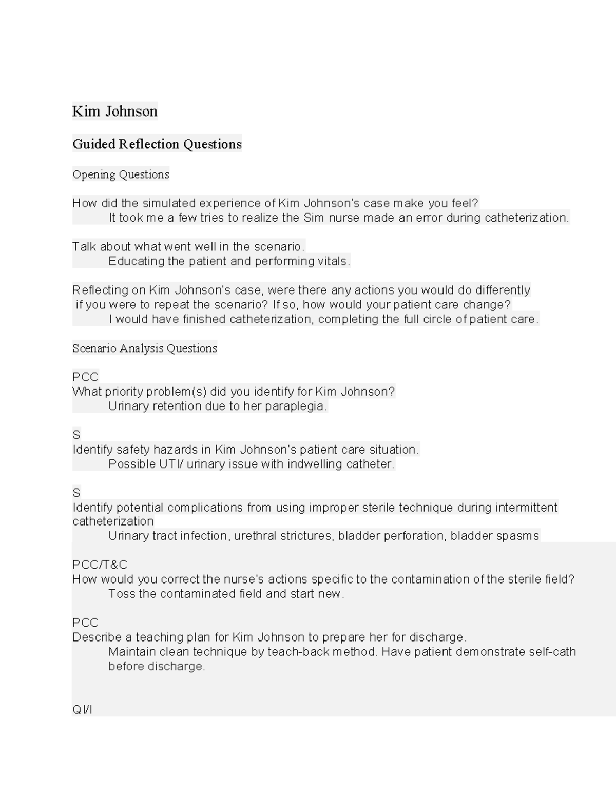 NUS215P Kim Johnson Debrief - Kim Johnson Guided Reflection Questions ...
