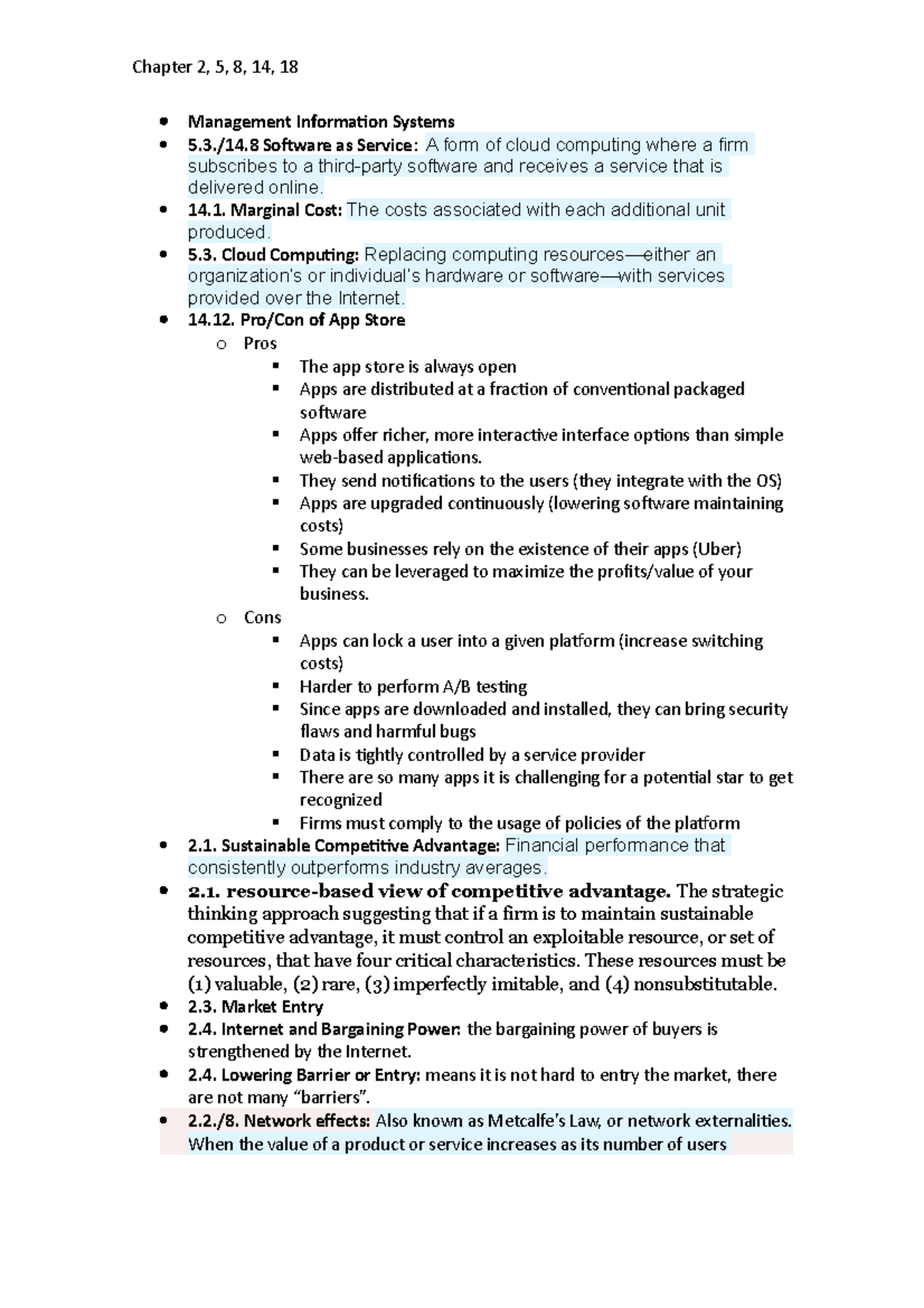 Final Exam MIS Study Notes - Chapter 2, 5, 8, 14, 18 Management ...