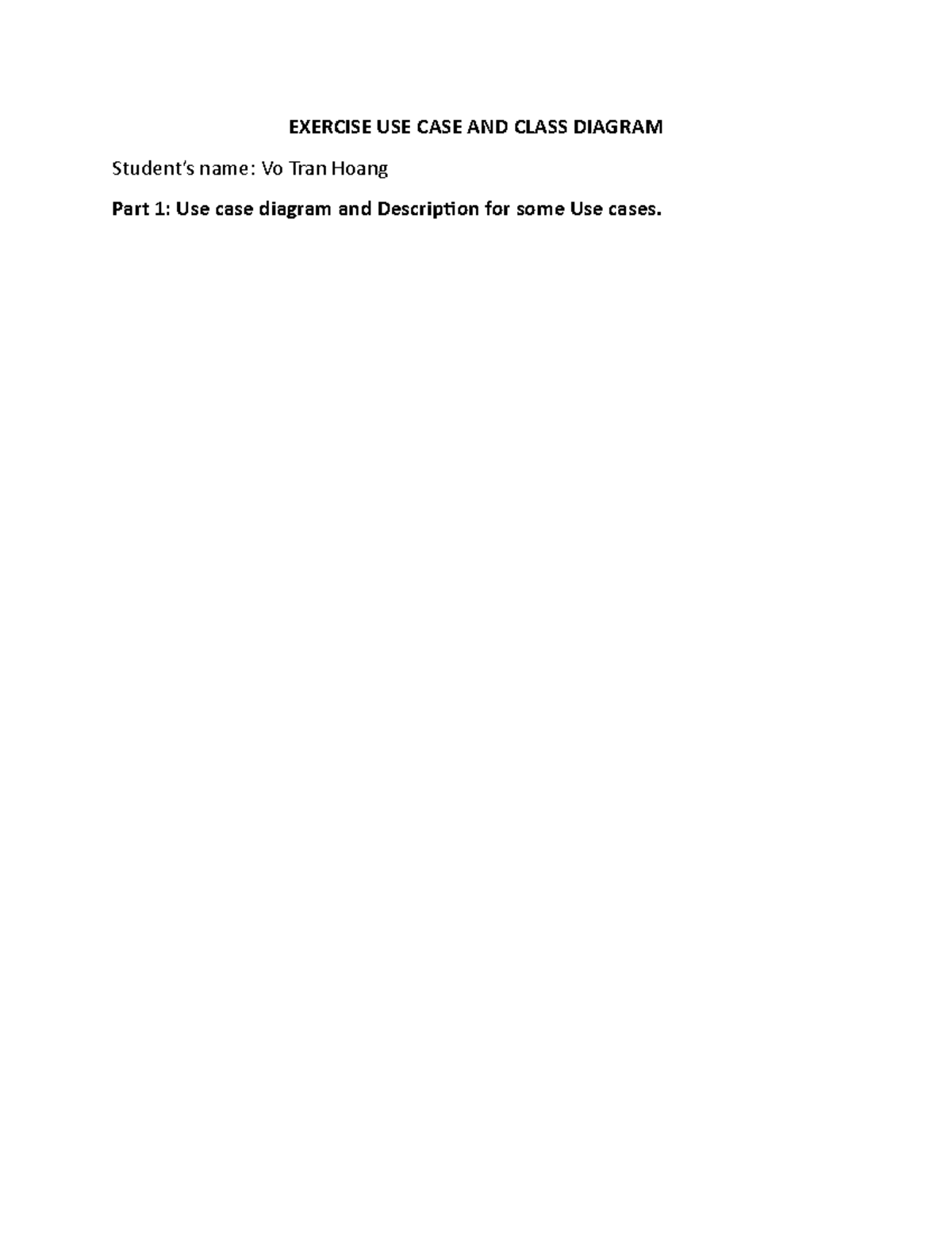 Excercise USE CASE Class - EXERCISE USE CASE AND CLASS DIAGRAM Student ...