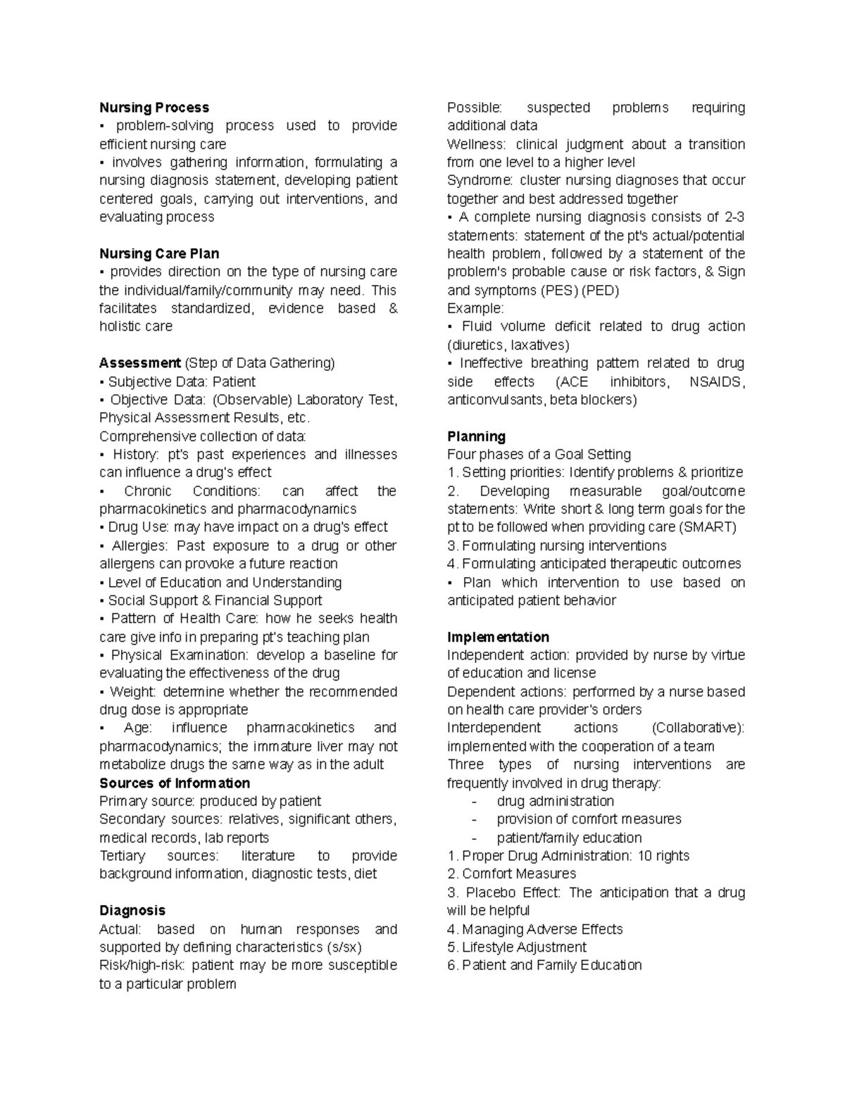Pharmacokinetics - Nursing Process problem-solving process used to ...