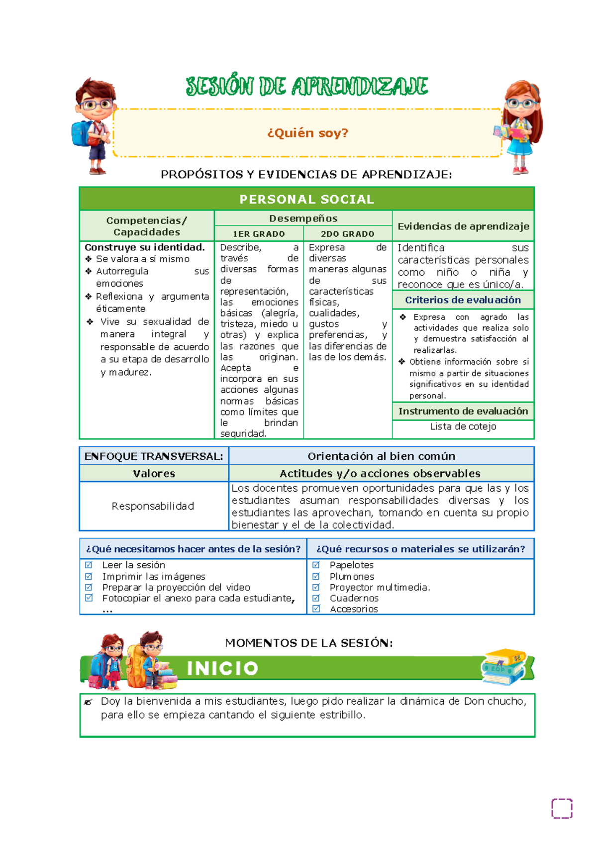 1.- Sesiones de aprendizaje - Semana 2 - UDA 1 - Editora Quipus Perú - SESIÓN DE APRENDIZAJE ...