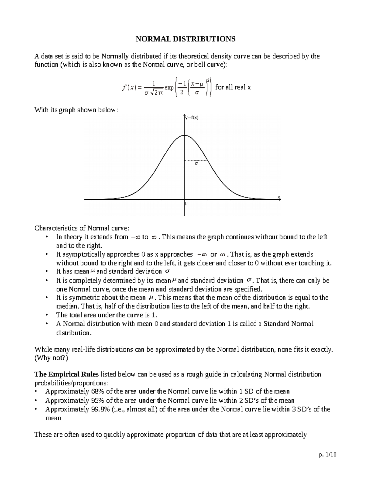 Normal Distributions - NORMAL DISTRIBUTIONS A data set is said to be ...