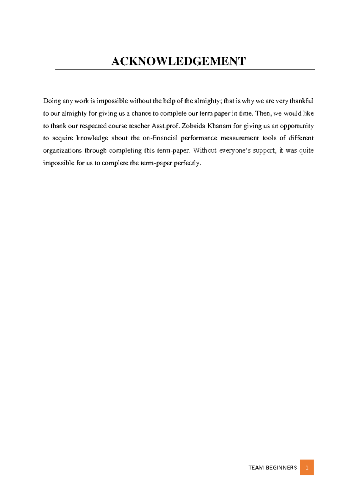 Legal work in business - ACKNOWLEDGEMENT Doing any work is impossible ...