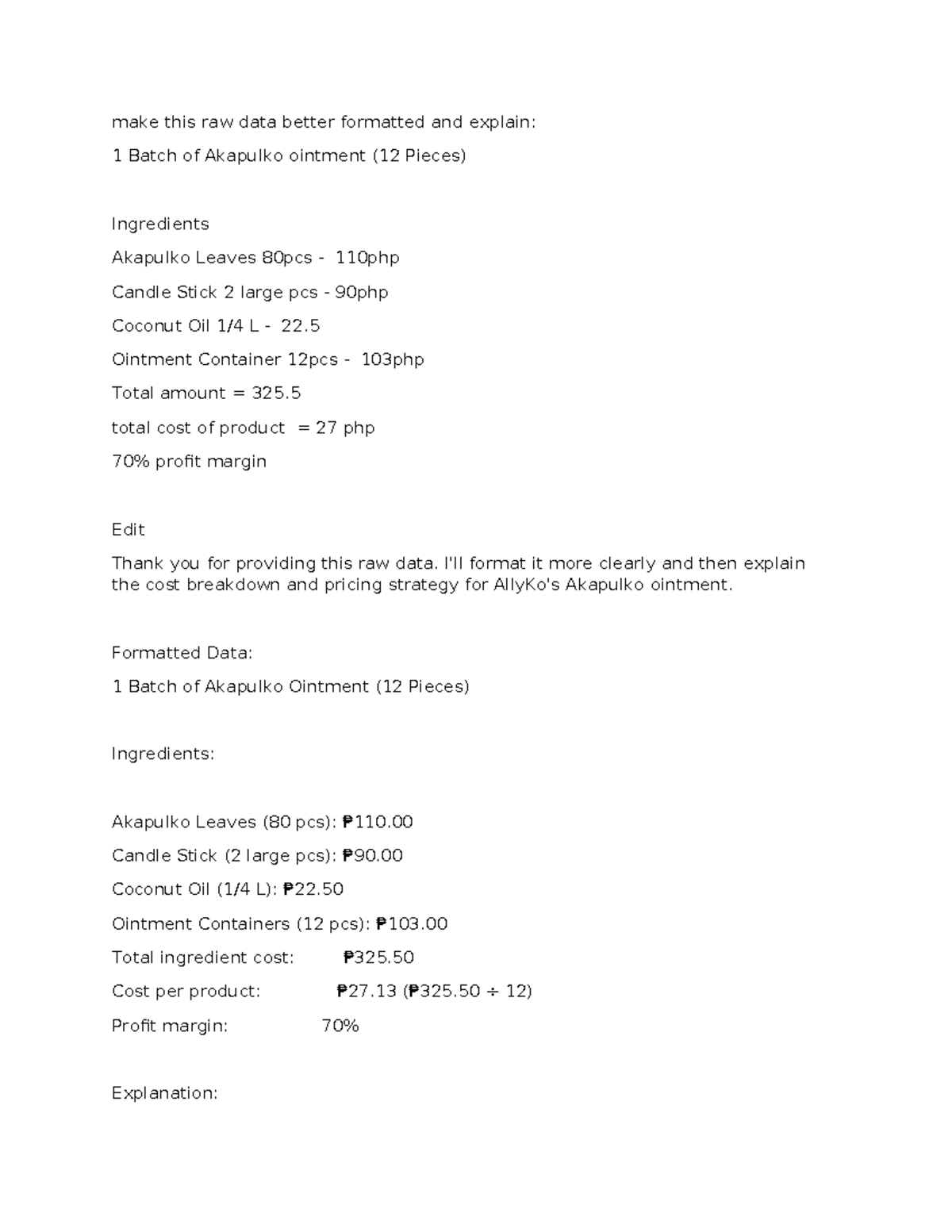 Raw data and drafts - this is information - make this raw data better ...