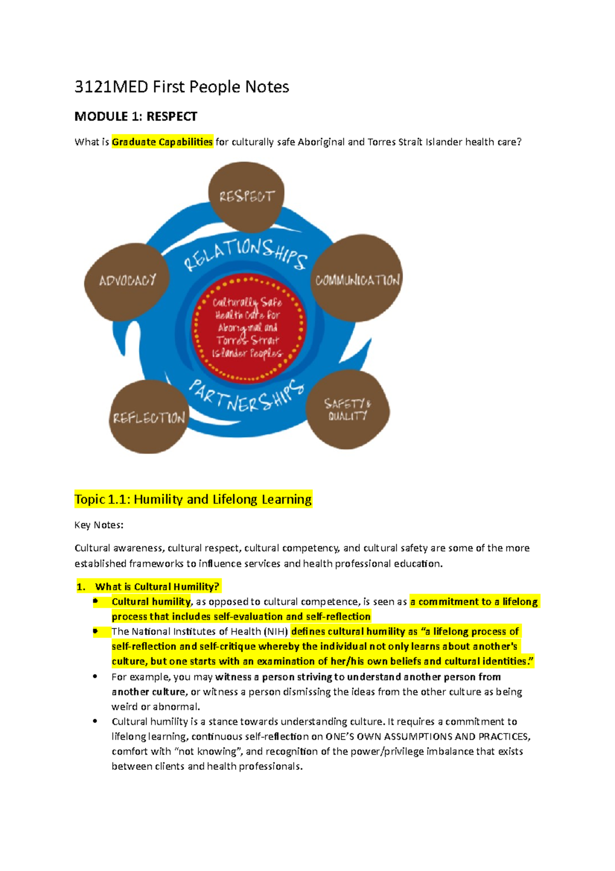 First People Notes - 3121MED First People Notes MODULE 1: RESPECT What ...
