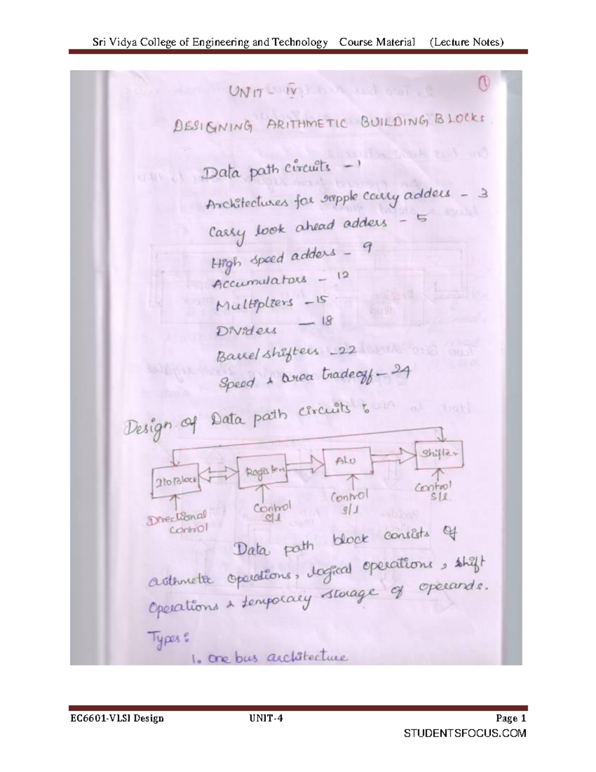 106664 - helpfull - B.A Programme - EC6601-VLSI Design UNIT-4 Page EC6601-VLSI Design UNIT-4 ...