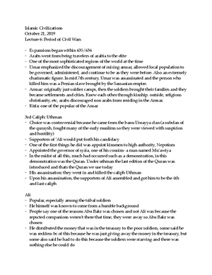 Islamic Civilization - Lecture 1 Notes - Pre-Islamic Middle East ...
