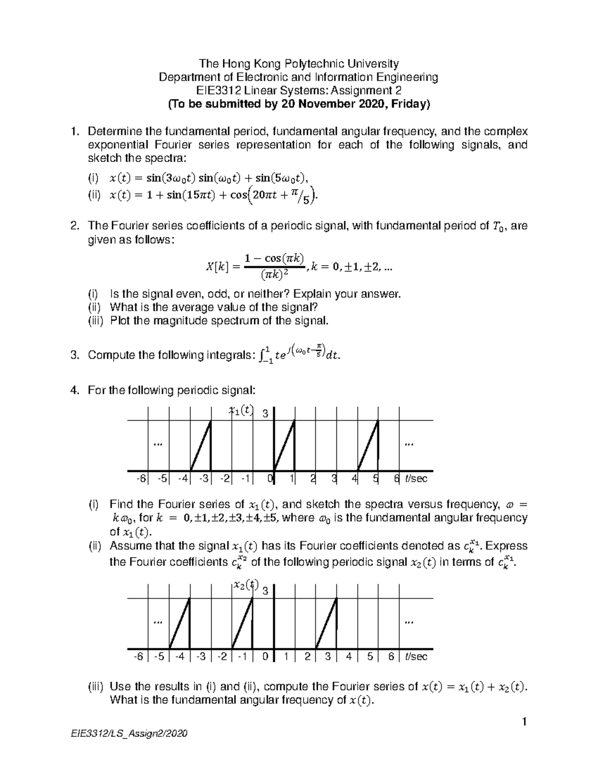 LS Assign 2 2020-2021 - 1 EIE3312/LS_Assign2/20 20 The Hong Kong ...