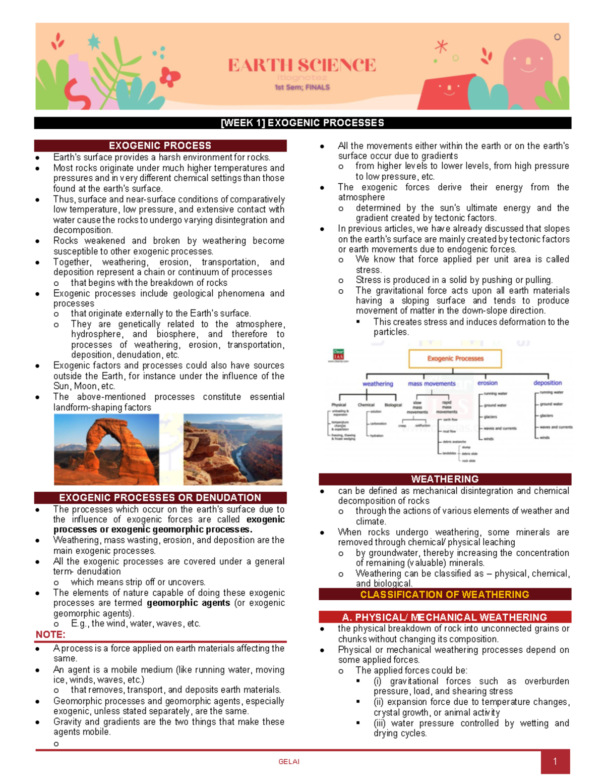 Escie- Finals 1 - earth science grade 12 - [WEEK 1] EXOGENIC PROCESSES ...