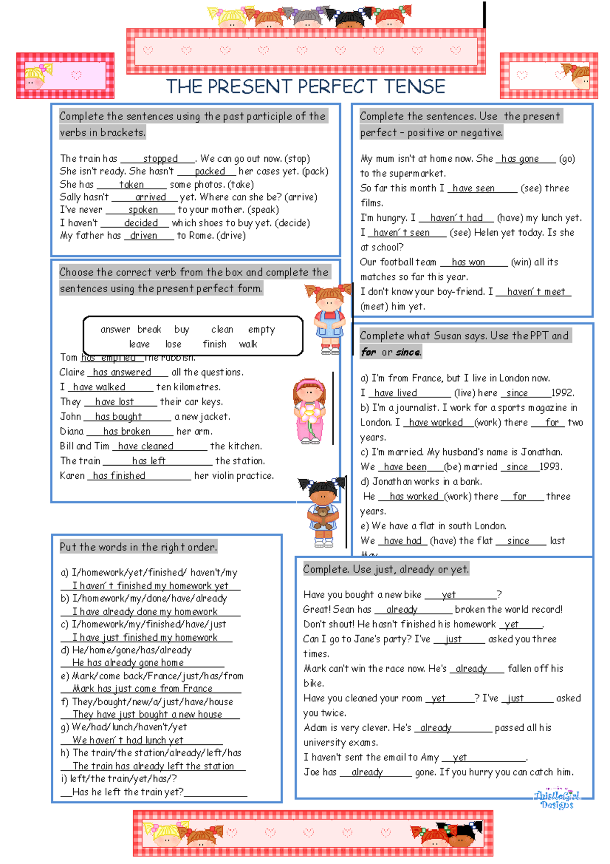 WEEK 1 Santiago - finanzas - THE PRESENT PERFECT TENSE Complete the ...