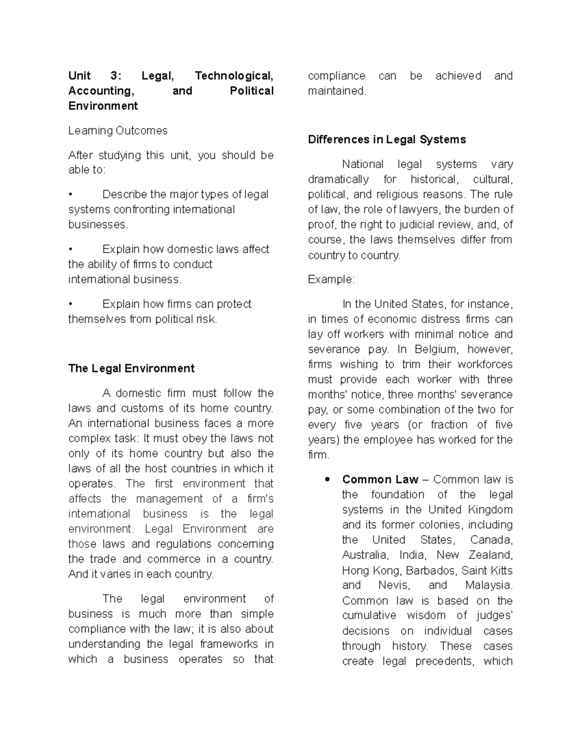 Unit 3 - LECTURE NOTES - Unit 3: Legal, Technological, Accounting, and ...