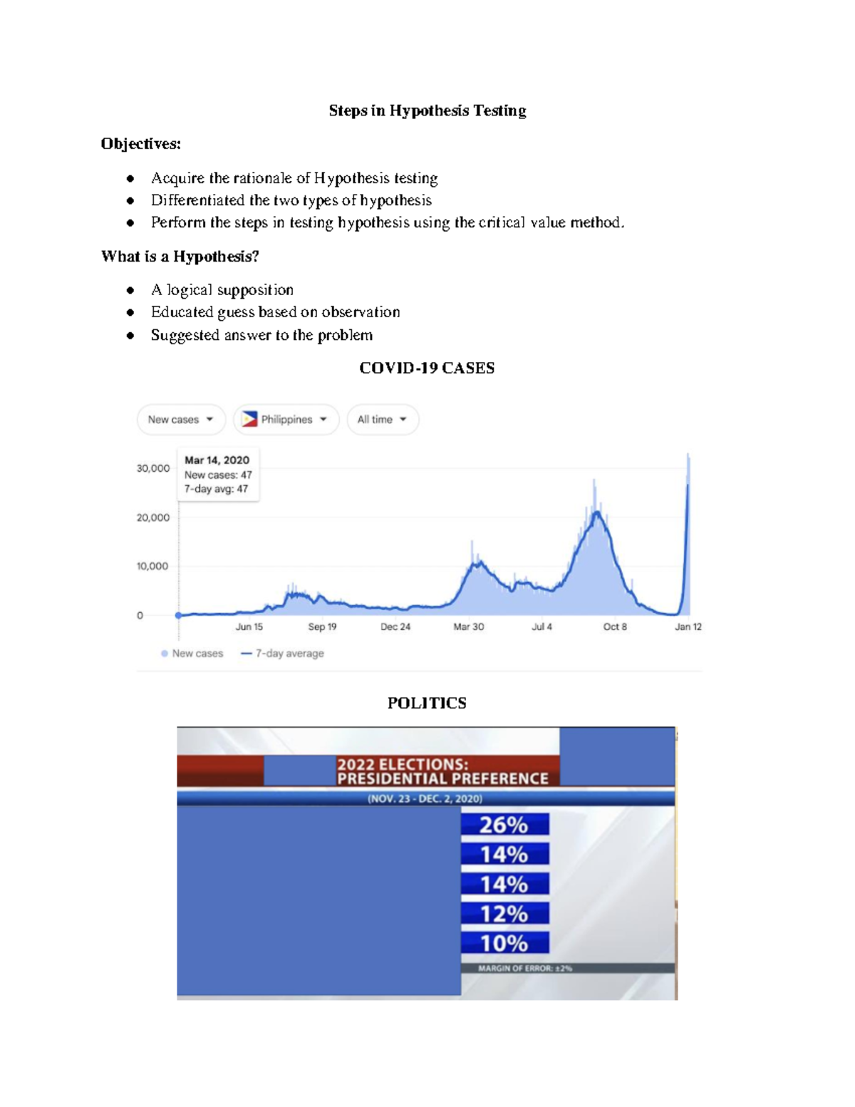 Steps In Hypothesis Testing Steps In Hypothesis Testing Objectives 9985