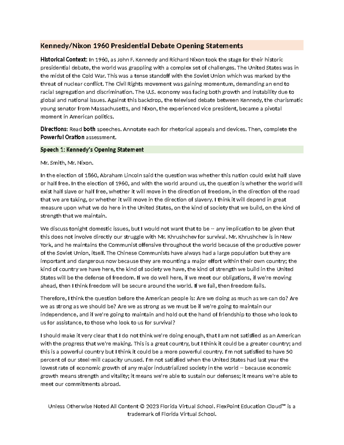04 02 kennedy nixon opening statementse - Kennedy/Nixon 1960 ...
