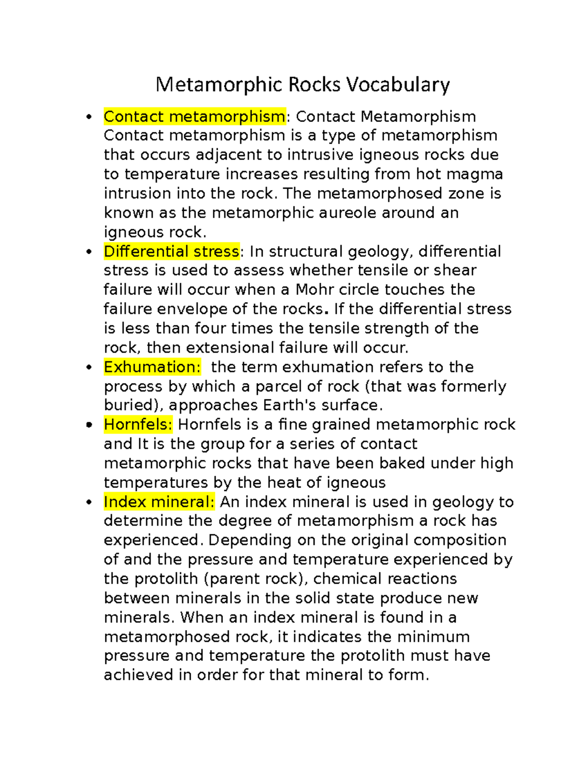 Metamorphic Rocks Vocabulary - The metamorphosed zone is known as the ...
