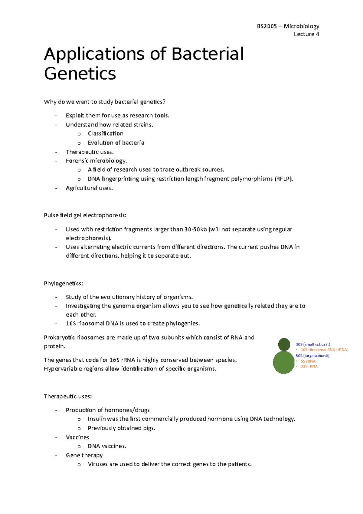 4 - Applications of Bacterial Genetics - BS2005 – Microbiology Lecture ...