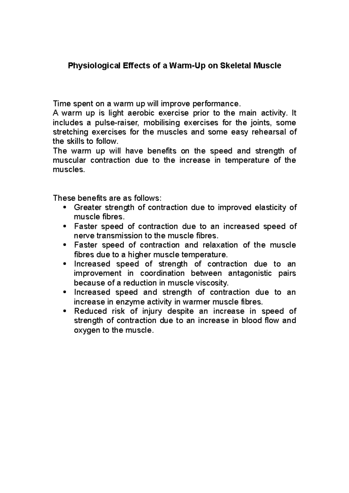 ASeffects of warm up - Physiological Effects of a Warm-Up on Skeletal ...