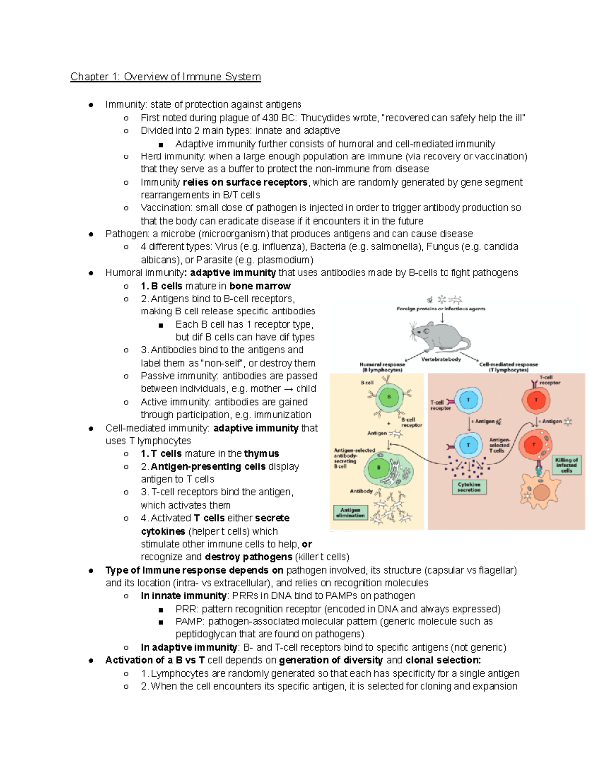 Chapter 1 - Overview of Immune System - Micr3230 - U of G - Studocu
