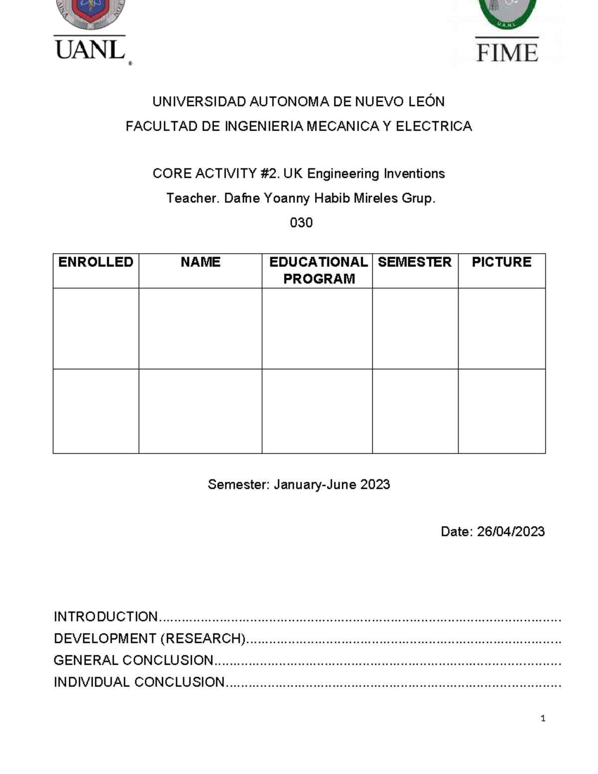 Core Activity #2 UK Engineering Inventions - UNIVERSIDAD AUTONOMA DE NUEVO LEÓN FACULTAD DE ...