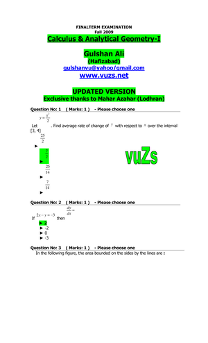 MTH101 Paper 5 - Final Term Solved Paper Updated - - Studocu