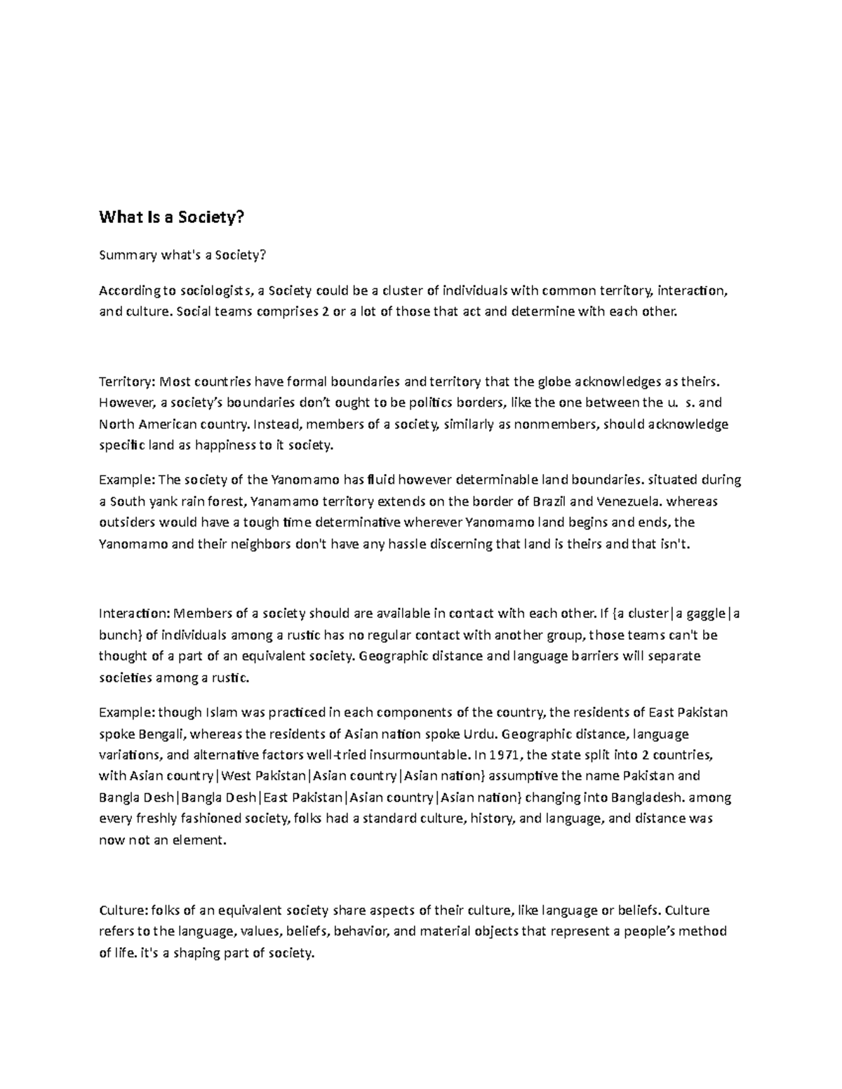 What Is a Society note - What Is a Society? Summary what's a Society ...